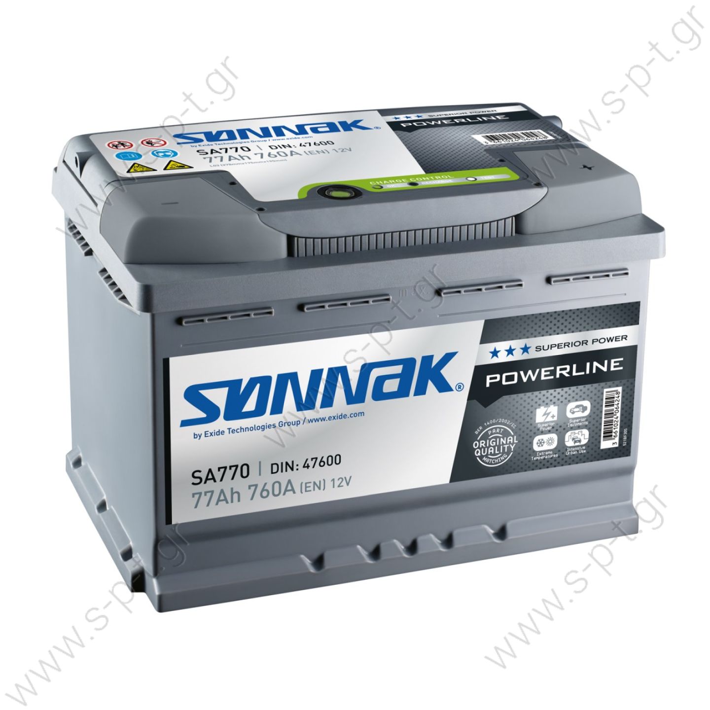 EXIDE LV SONNAK POWERLINE BATTERY SONNAK SA770 77Ah battery | SPARE ...